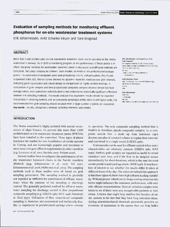 (PDF) Evaluation of sampling methods for monitoring effluent phosphorus ...