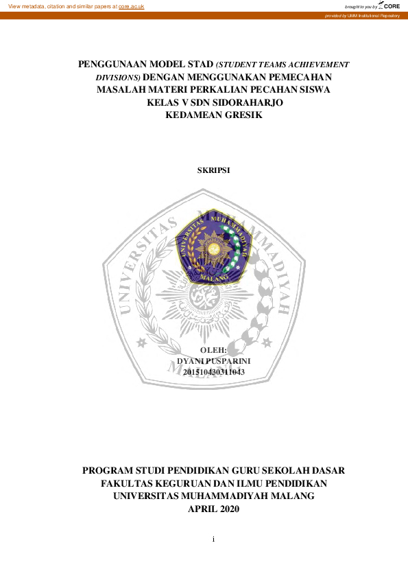 (PDF) Penggunaan Model Stad (Student Teams Achievement Divisions ...