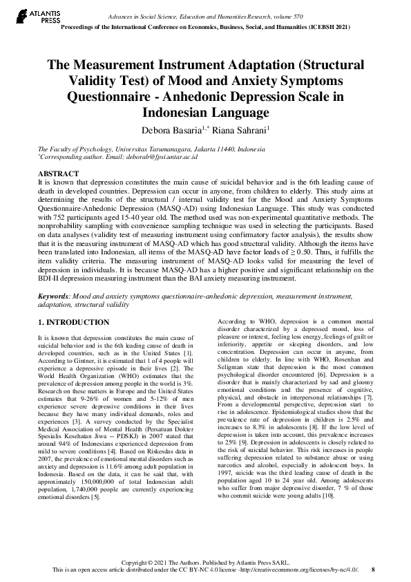 (PDF) The Measurement Instrument Adaptation (Structural Validity Test ...