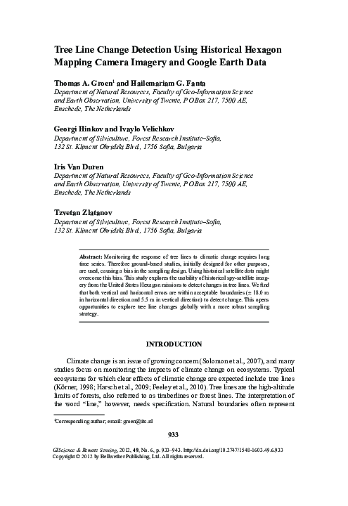 (PDF) Tree Line Change Detection Using Historical Hexagon Mapping ...