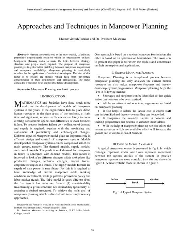 (PDF) Approaches and Techniques in Manpower Planning
