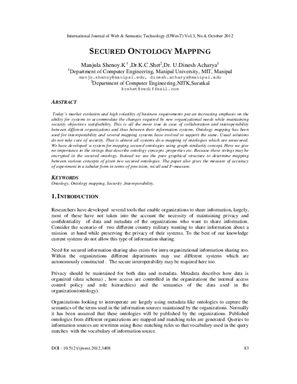 Pdf Secured Ontology Mapping