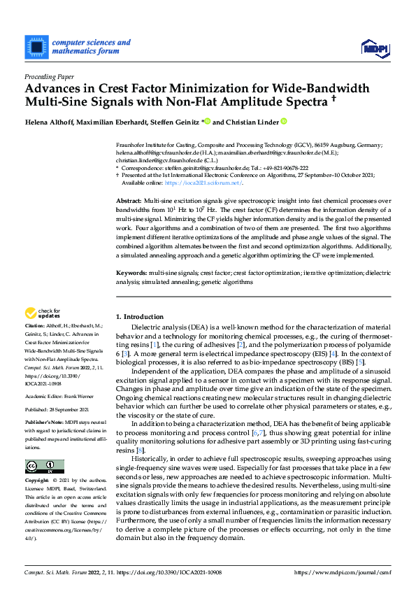 (PDF) Advances in Crest Factor Minimization for Wide-Bandwidth Multi-Sine Signals with Non-Flat ...