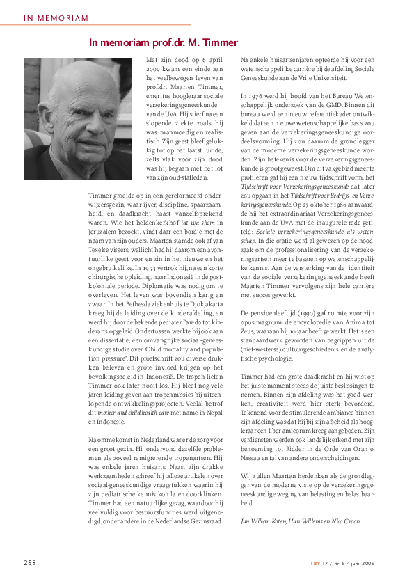 (PDF) In memoriam prof.dr. M. Timmer