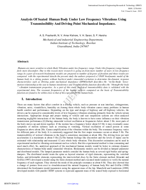 (PDF) Human Body Response to Low Frequency Vibrations: A 5 DOF Study