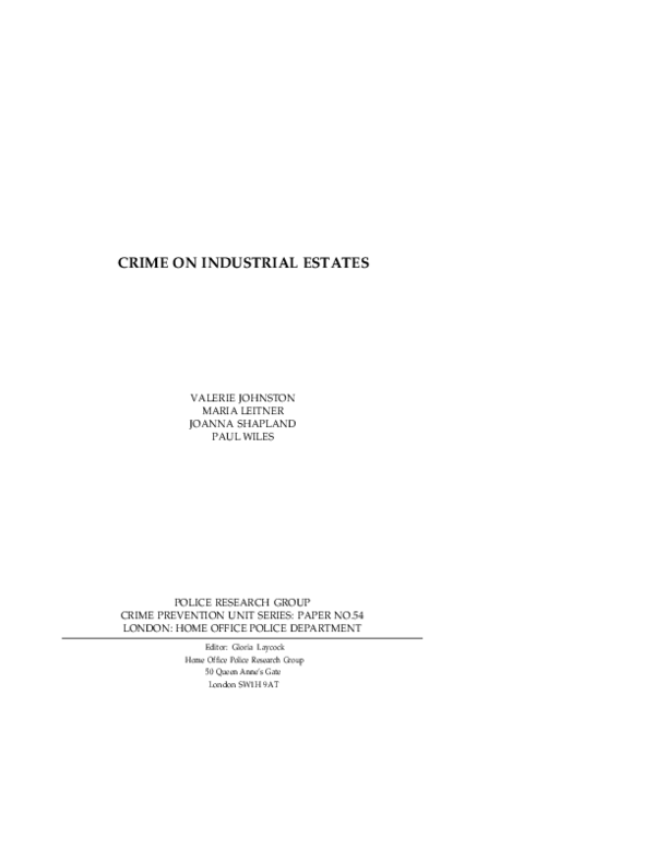 (PDF) Crime Prevention Unit Series: Paper NO.54