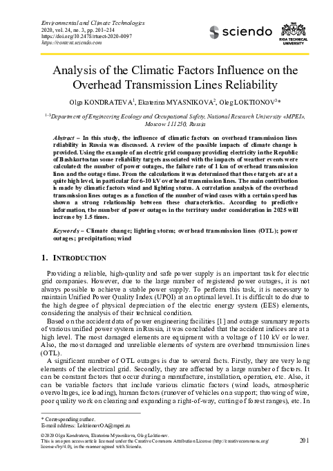 (PDF) Analysis of the Climatic Factors Influence on the Overhead ...