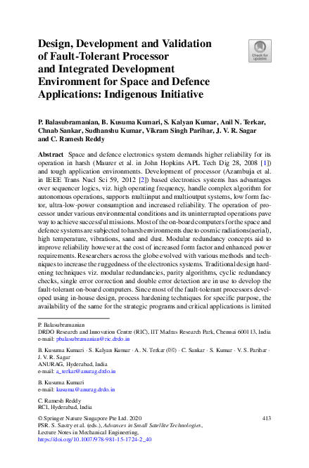 Pdf Design Development And Validation Of Fault Tolerant Processor And Integrated Development