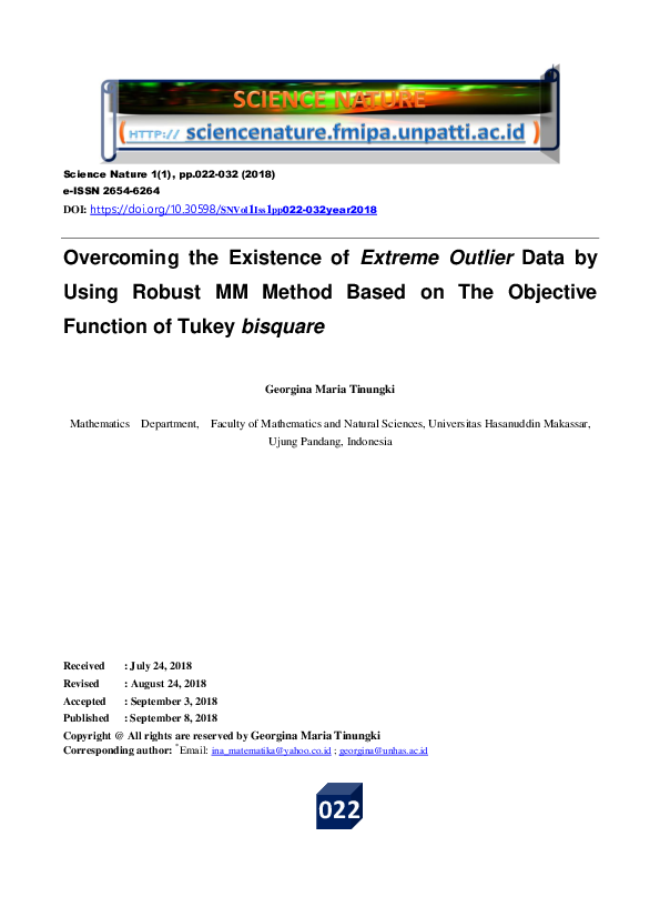 (PDF) Overcoming the Existence of Extreme Outlier Data by Using Robust ...