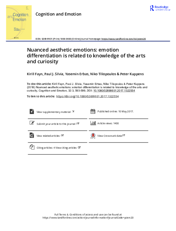 (PDF) Nuanced aesthetic emotions: emotion differentiation is related to ...
