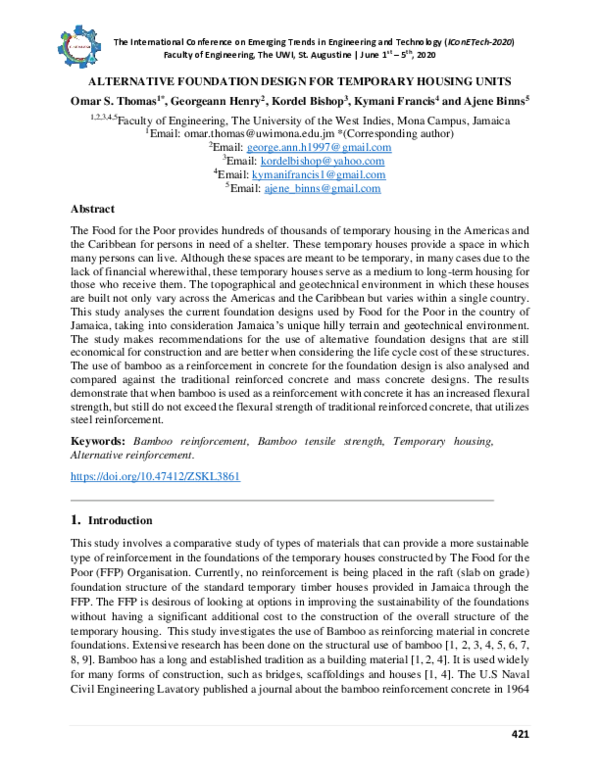 (PDF) Alternative Foundation Design for Temporary Housing Units