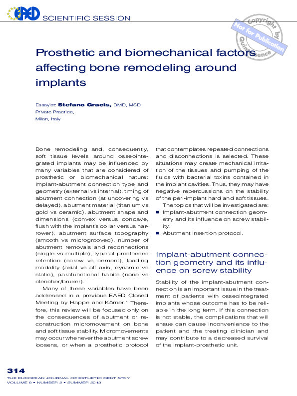 (PDF) Prosthetic and biomechanical factors affecting bone remodeling ...