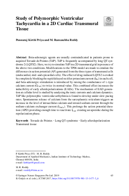 (PDF) Study of Polymorphic Ventricular Tachycardia in a 2D Cardiac ...