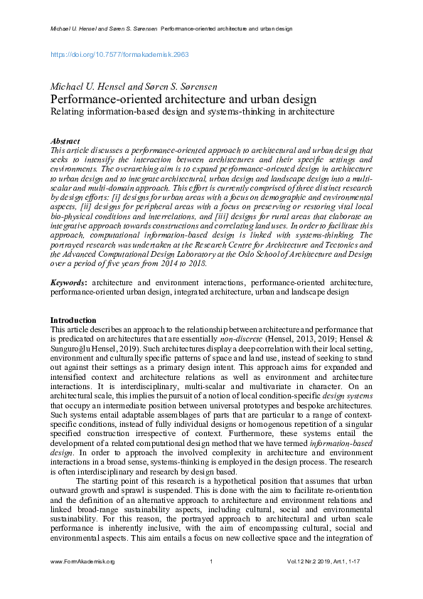 (PDF) Performance-oriented architecture and urban design