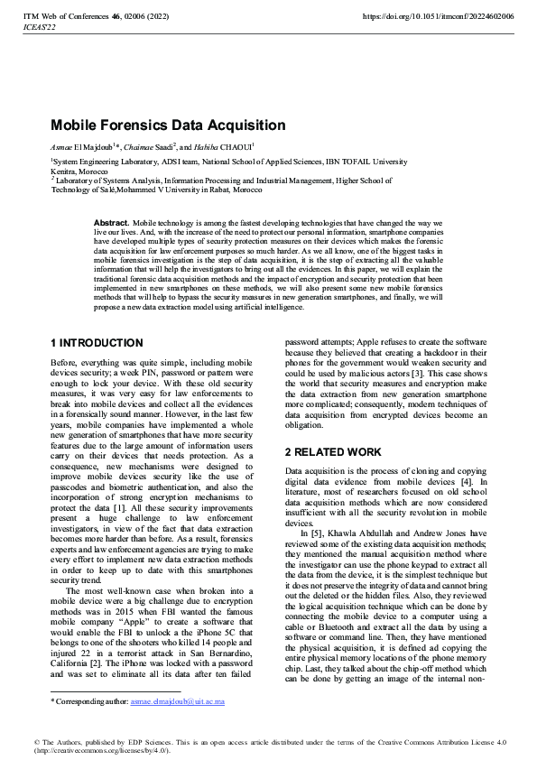 (PDF) Mobile Forensics Data Acquisition