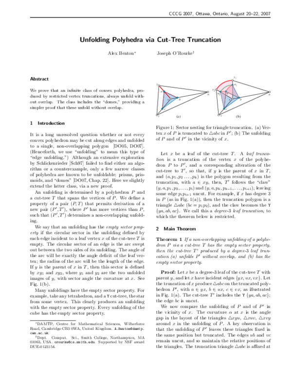(PDF) Unfolding polyhedra via cuttree truncation