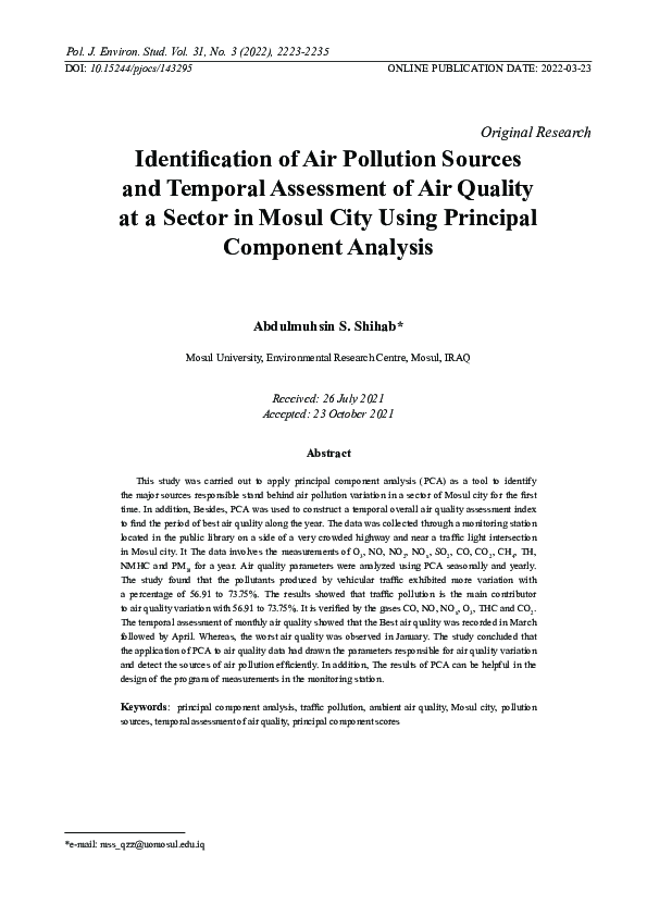 (PDF) Identification of Air Pollution Sources and Temporal Assessment of Air Quality at a Sector ...