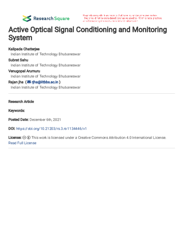 (PDF) Active Optical Signal Conditioning and Monitoring System