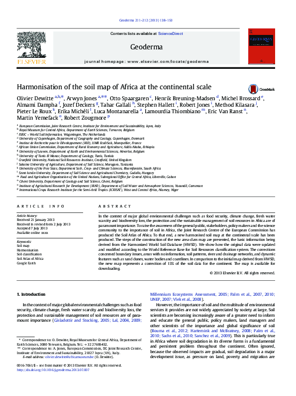 (PDF) Harmonisation of the soil map of Africa at the continental scale ...