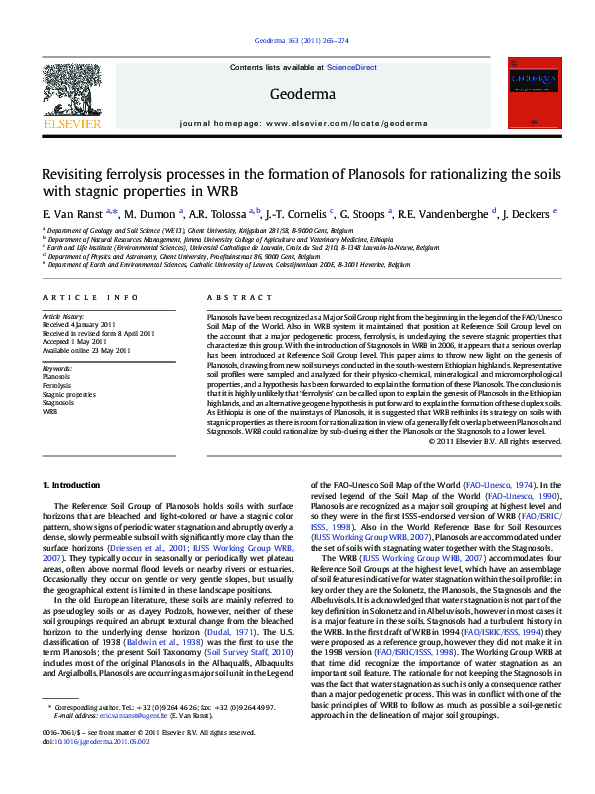 (PDF) Revisiting ferrolysis processes in the formation of Planosols for ...