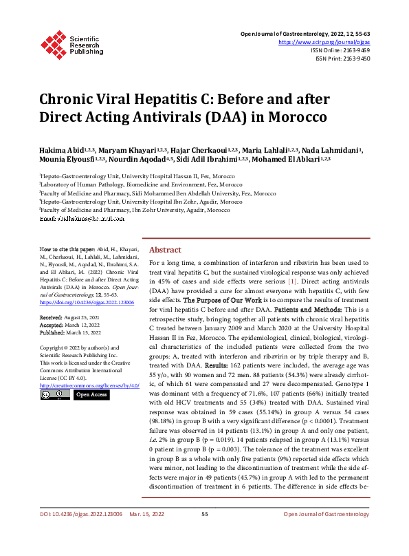 (PDF) Chronic Viral Hepatitis C: Before and after Direct Acting ...