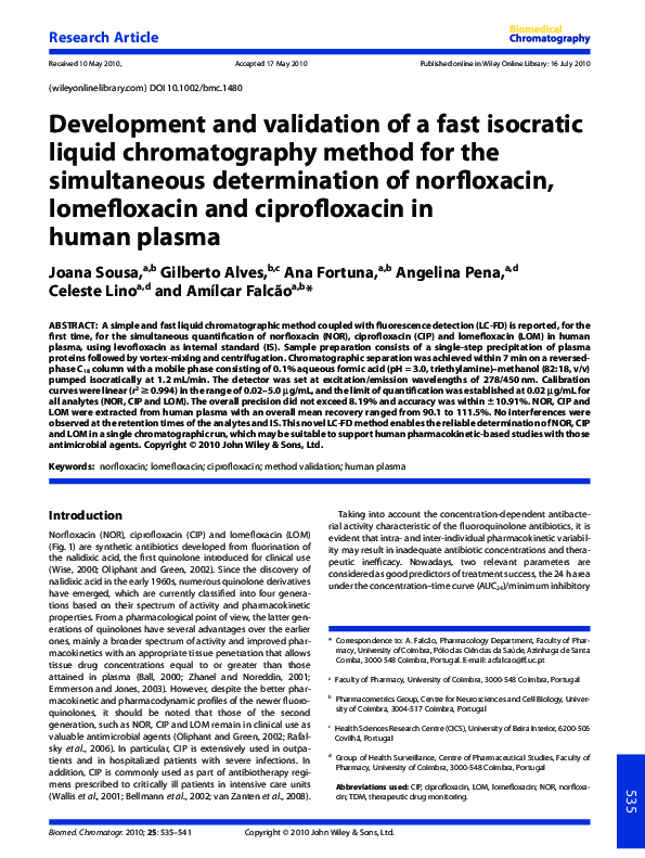 (PDF) Development and validation of a fast isocratic liquid chromatography method for the ...