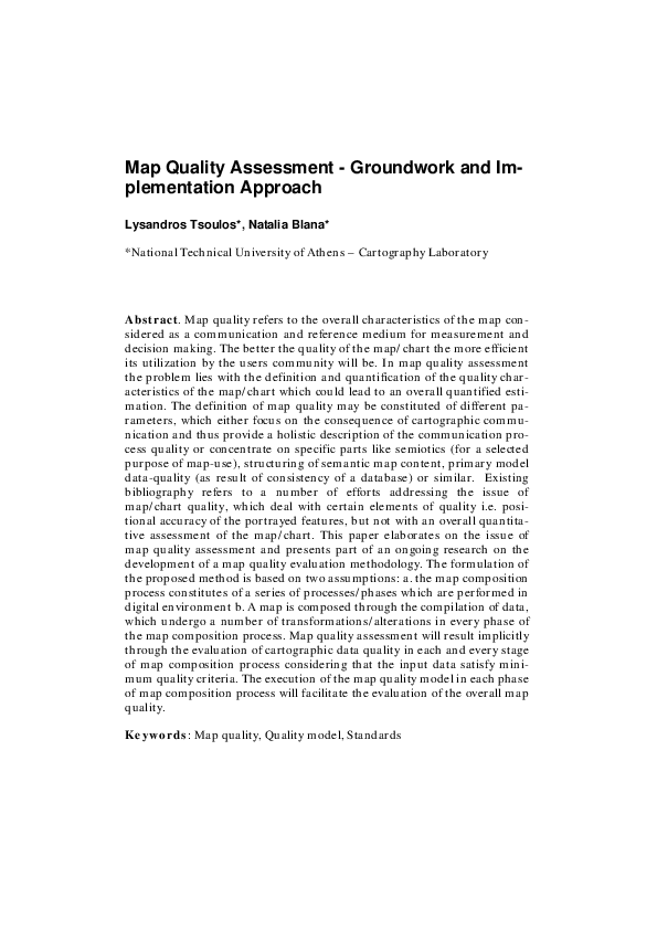 (PDF) Map Quality Assessment-Groundwork and Im-plementation Approach ...
