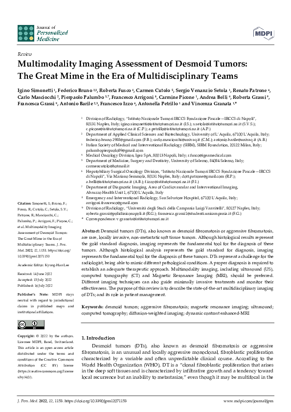 (PDF) Multimodality Imaging Assessment of Desmoid Tumors: The Great ...