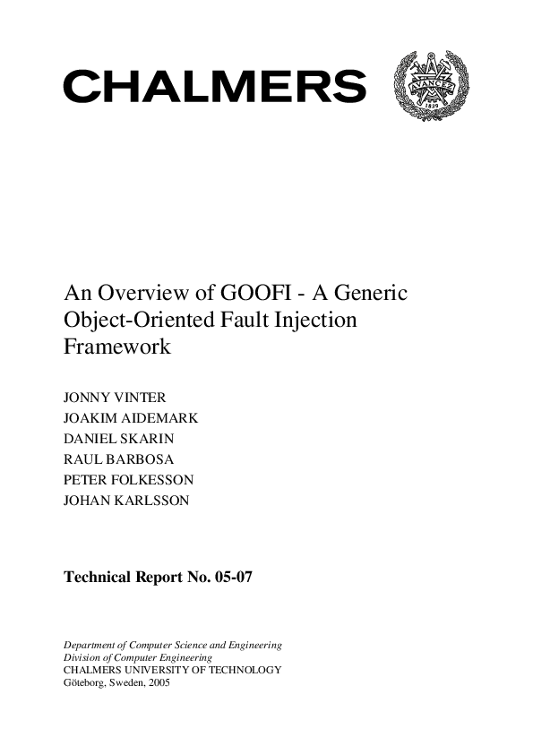 Pdf An Overview Of Goofi A Generic Object Oriented Fault Injection