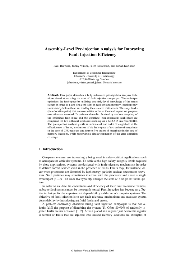 (PDF) Assembly-Level Pre-injection Analysis for Improving Fault ...