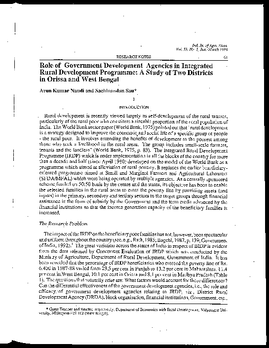 (PDF) Role of Government Development Agencies in Integrated Rural ...