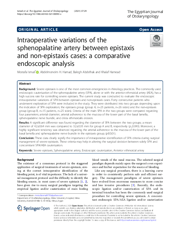 (PDF) Intraoperative variations of the sphenopalatine artery between ...