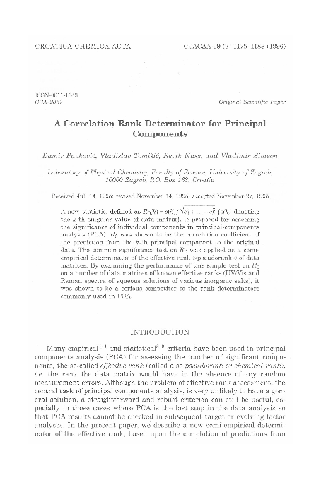 (PDF) A Correlation Rank Determinator for Principal Components