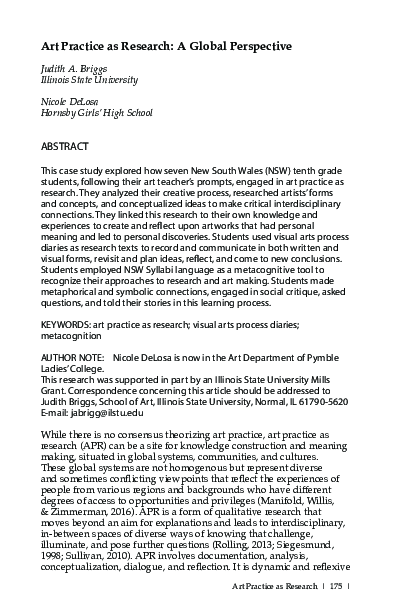 (PDF) Art Practice as Research: A Global Perspective