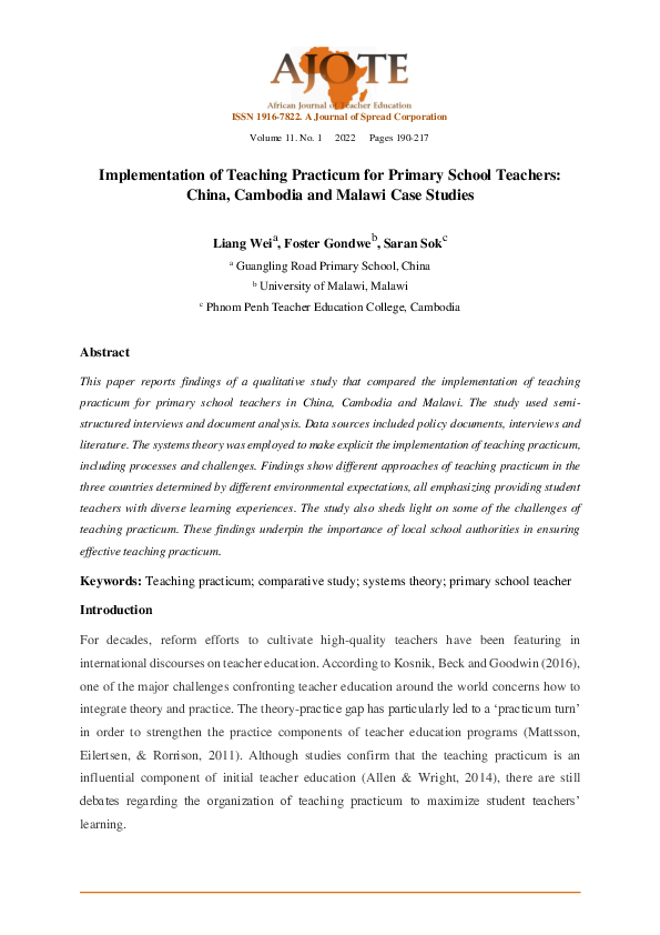 (PDF) Implementation of Teaching Practicum for Primary School Teachers ...