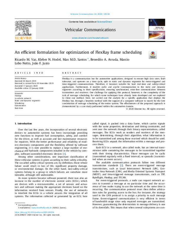 Pdf An Efficient Formulation For Optimization Of Flexray Frame Scheduling