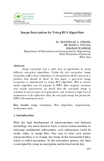 Pdf Image Encryption By Using Rc4 Algorithm