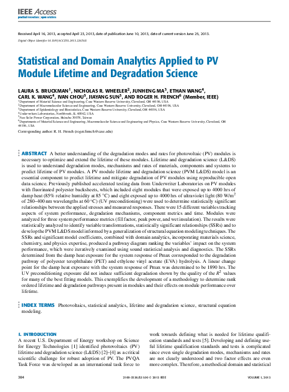 Pdf Statistical And Domain Analytics Applied To Pv Module Lifetime