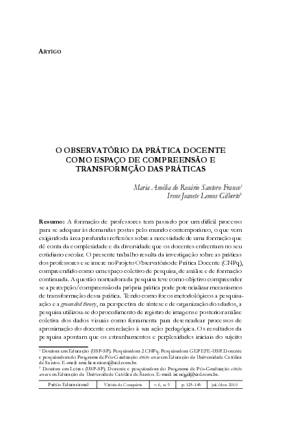 (PDF) O Observatório Da Prática Docente Como Espaço De Compreensão e ...