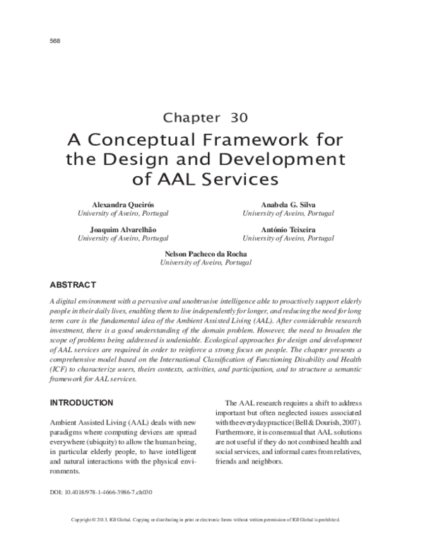 (PDF) A Conceptual Framework for the Design and Development of AAL Services