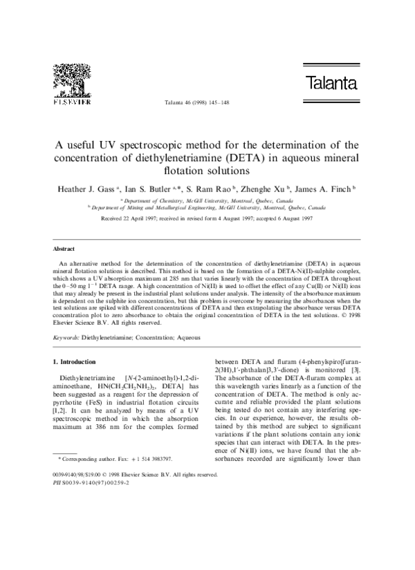 (PDF) A useful UV spectroscopic method for the determination of the ...