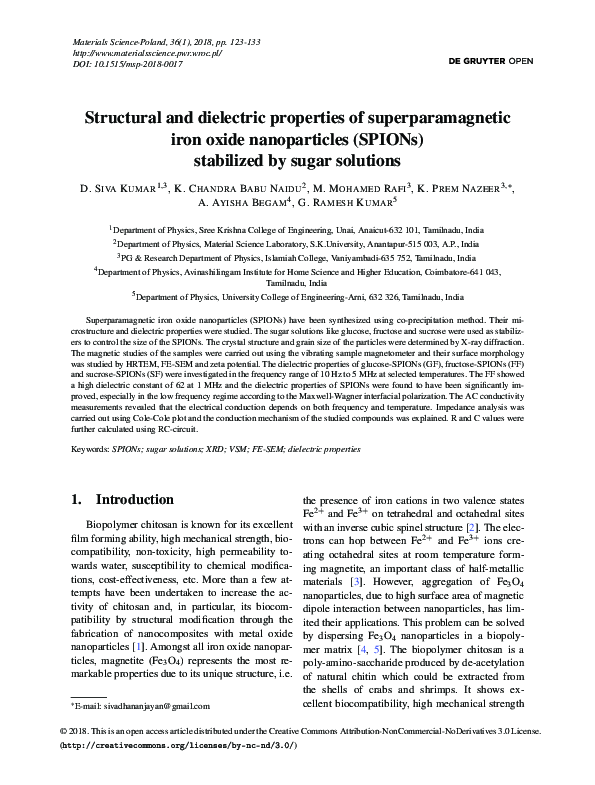 (PDF) Structural and dielectric properties of superparamagnetic iron ...