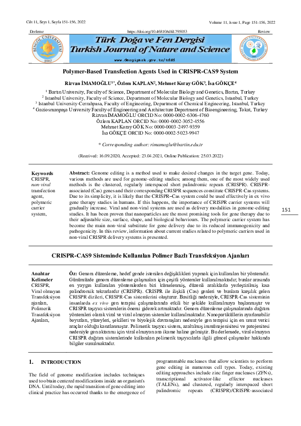 (PDF) Polymer-Based Transfection Agents Used in CRISPR-CAS9 System