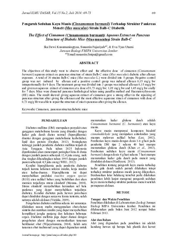 (PDF) The Effect of Cinnamon (Cinnamomum burmanii) Aqueous Extract on ...