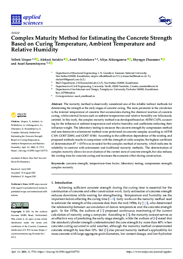 (PDF) Complex Maturity Method for Estimating the Concrete Strength ...