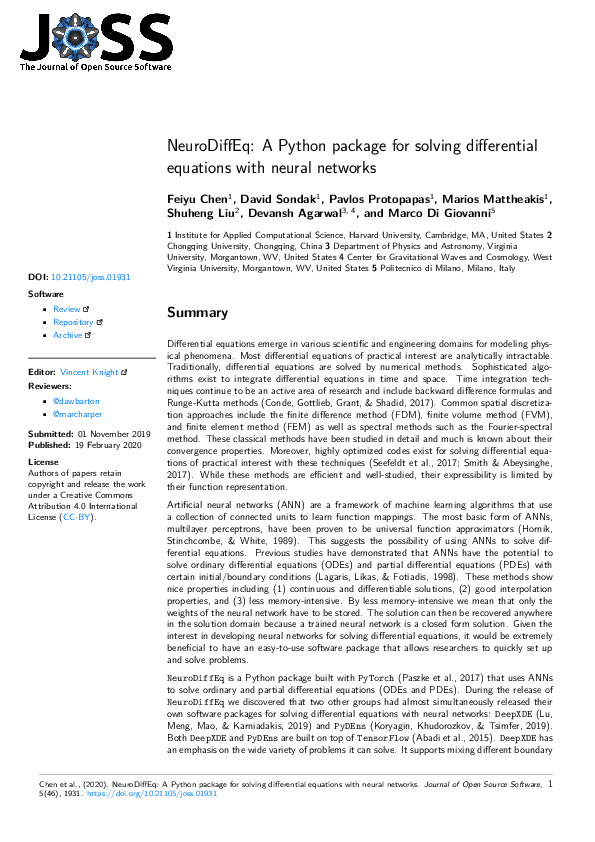(PDF) NeuroDiffEq: A Python package for solving differential equations ...