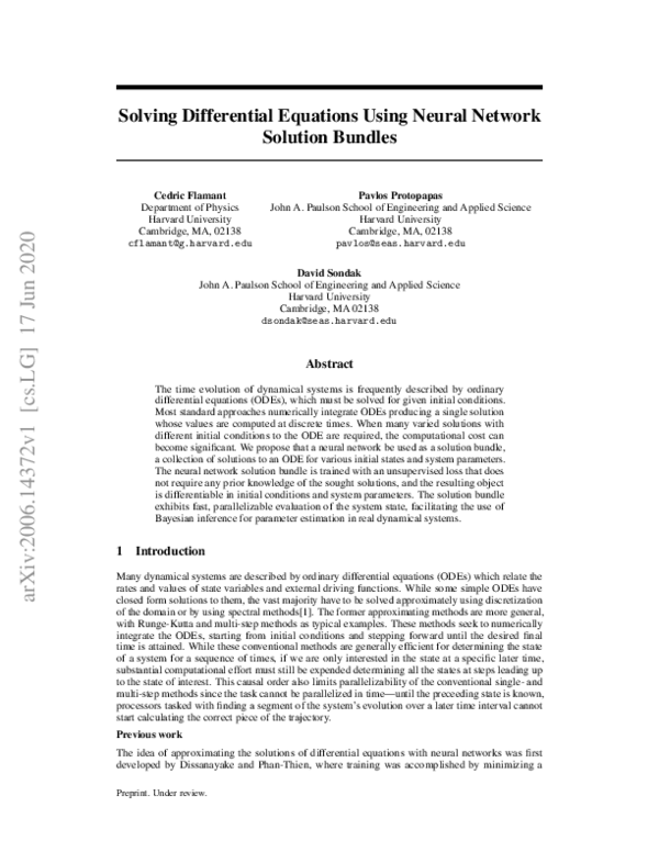 (PDF) Solving Differential Equations Using Neural Network Solution Bundles