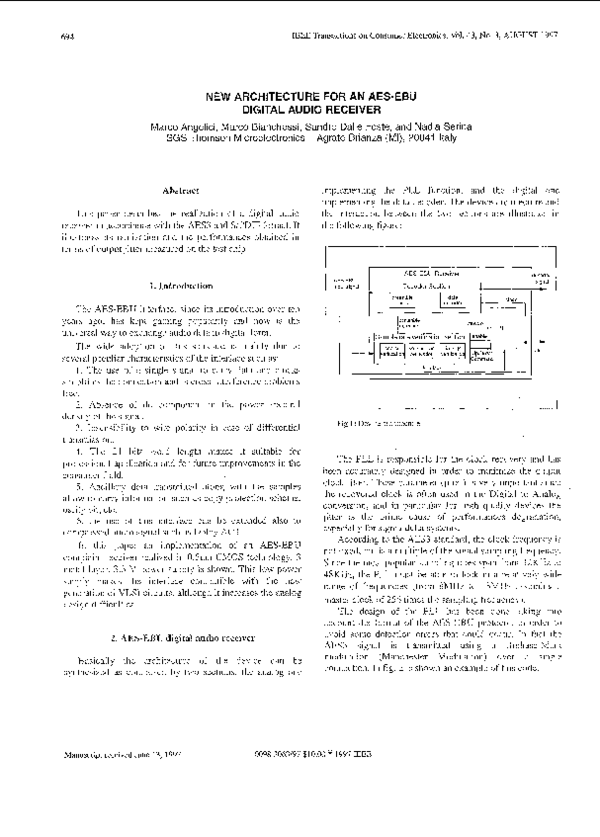 (PDF) New architecture for an AES-EBU digital audio receiver | Marco ...