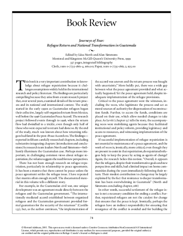 (PDF) Journeys of Fear: Refugee Return and National Transformation in ...