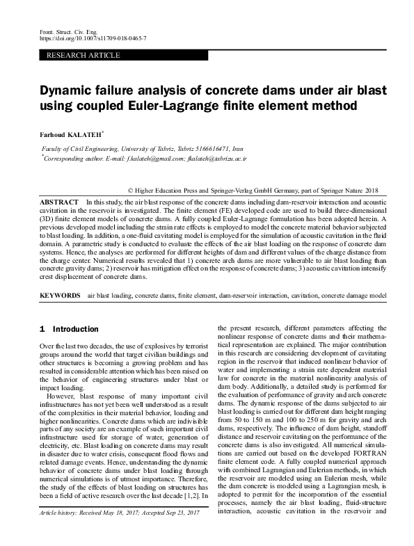(PDF) Dynamic-failure-analysis-of-concrete-dams-under-air-blast-using-coupled-Euler-Lagrange ...